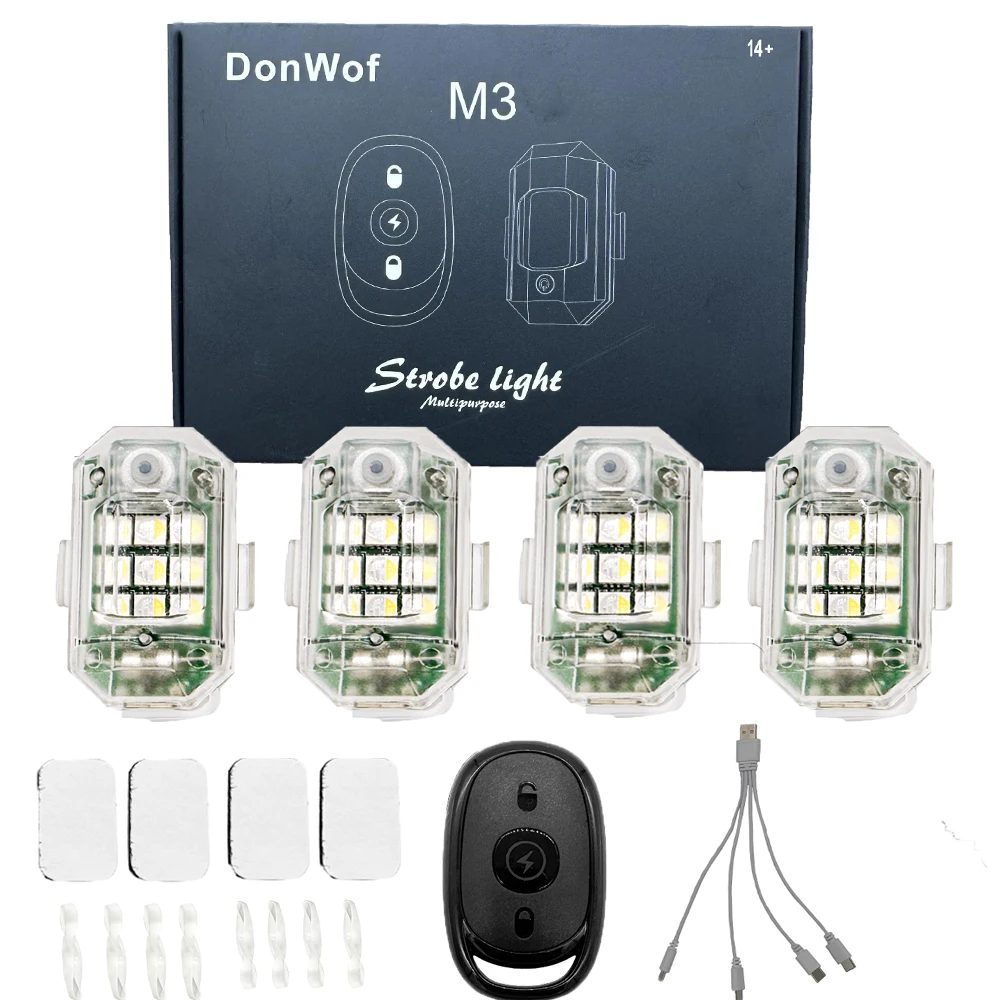 Motorcycle Strobe Light Led Indicator Car Warning Lamp Flash Wireless ...