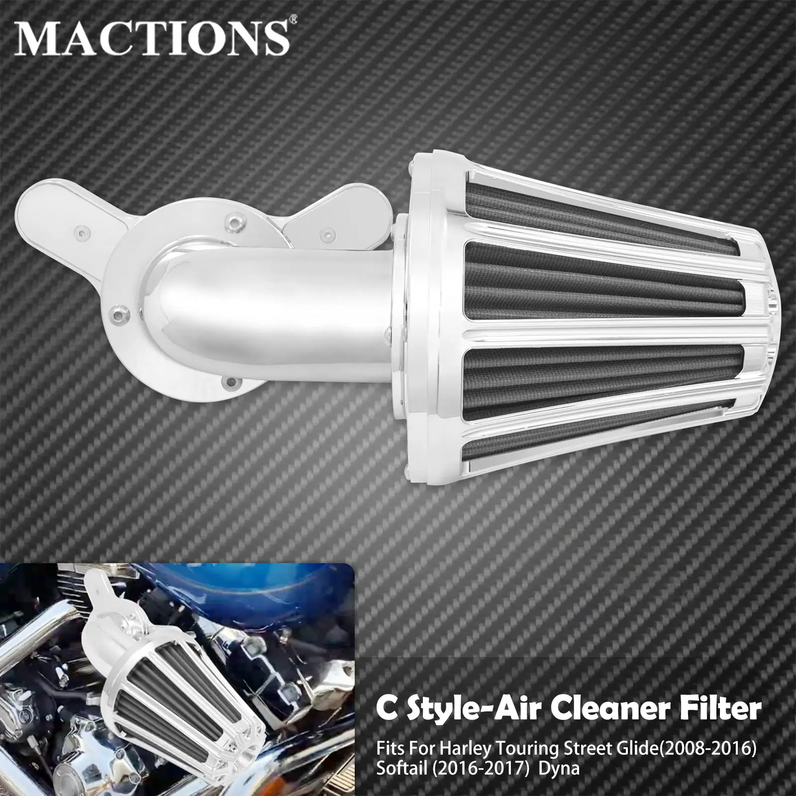 Motorcycle Sucker Air Filter Cleaner Chrome For Harley Softail Dyna ...