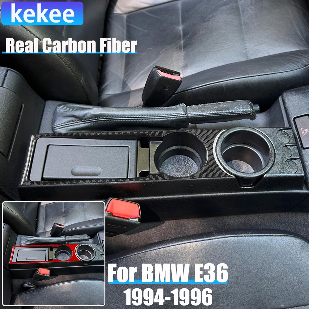 Real Carbon Fiber Car Accessories Cup Holder Frame Decorative Trim ...