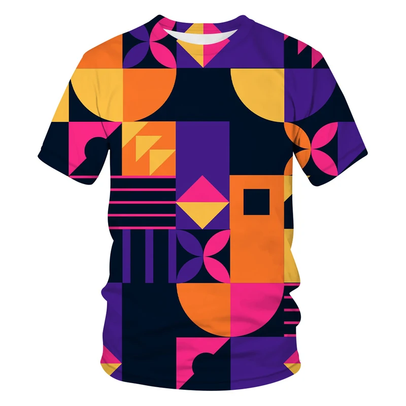 Men-s-3D-Printed-Geometric-pattern-T-shirt-Round-Neck-Breathable-Short ...