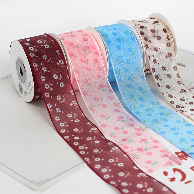 3.8CM Chiffon Flower Yarn Strip Webbing Ribbon Ribbon DIY Handmade Bow ...