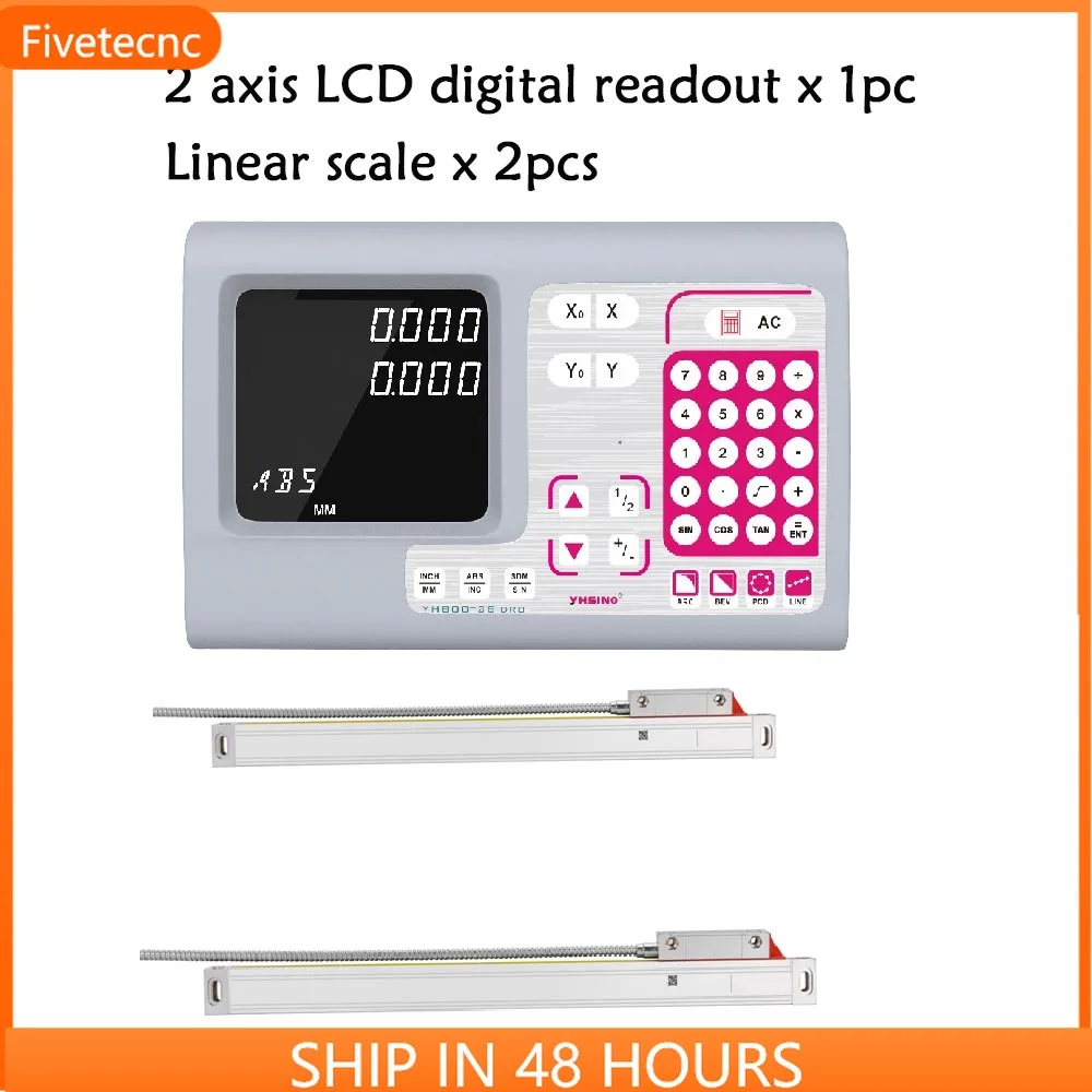 New Lcd Digital Readout 2 Axis Dro And 1um 5micron Linear Scale Optical Encoder For Milling ...