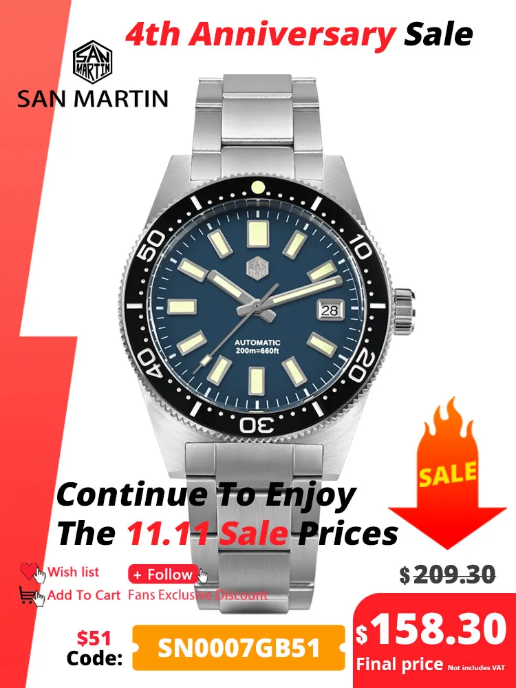 San-Martin-62mas-Reloj-de-buceo-para-hombre-cron-grafo-mec-nico-autom ...