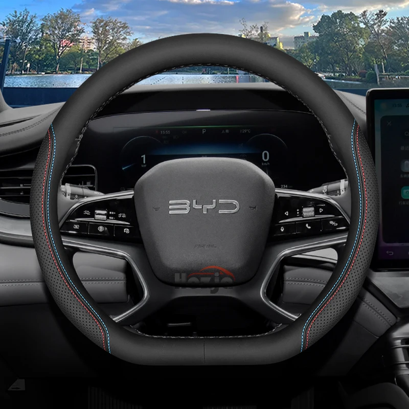 Leather Car Steering Wheel Cover for BYD Atto 3 Song Pro Plus Sealion 6 ...