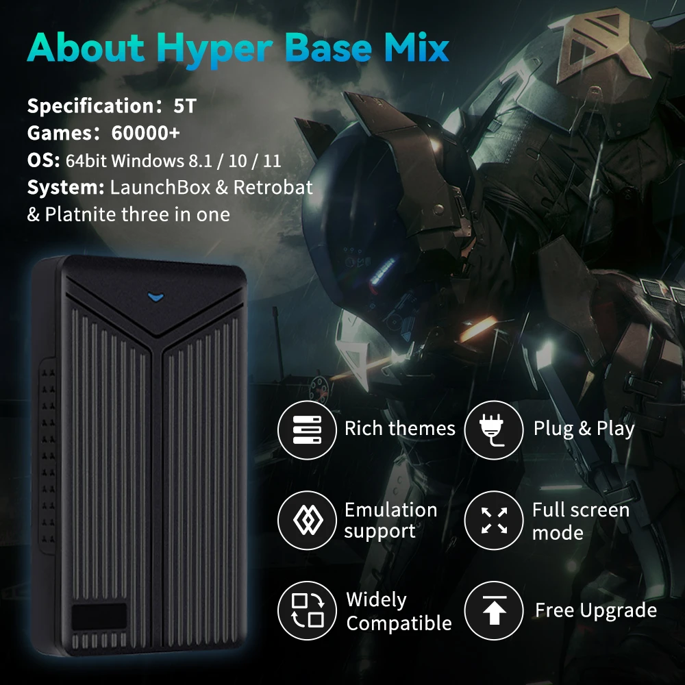 Hyper Base Mix Portable External 5T HDD Launchbox Playnite, 10/25/2023