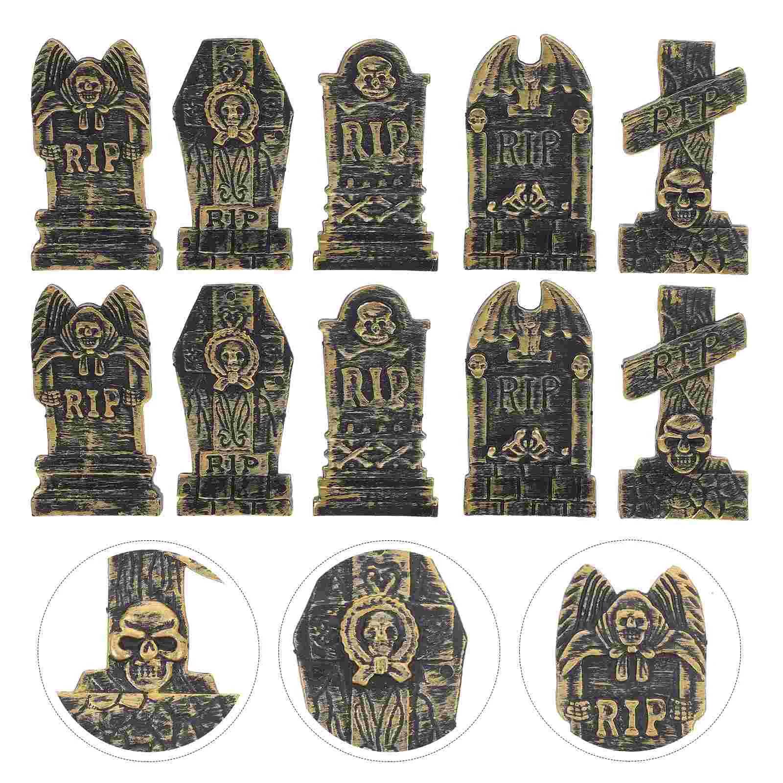 10-Pcs-Halloween-Decorations-Skull-Tombstone-Craft-Fake-Ornaments ...