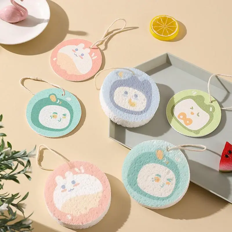 Natural-Sponges-For-Dishes-Round-Cartoon-Sponge-With-Lanyard-Scrub ...