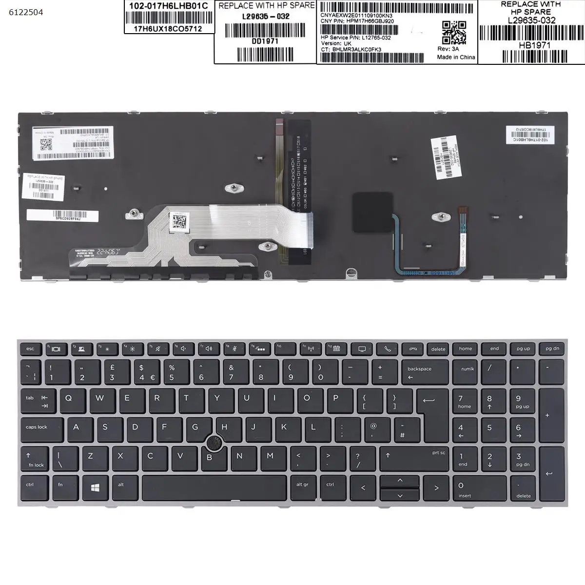 UK Laptop Keyboard for HP ZBOOK 15 17 G5 G6 GRAY FRAME BLACK Backlit ...