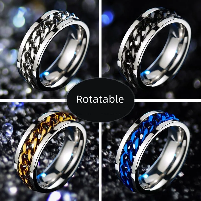 Anillo De Ansiedad De cadena giratoria inoxidable para hombres, multifunción, para aliviar el ...