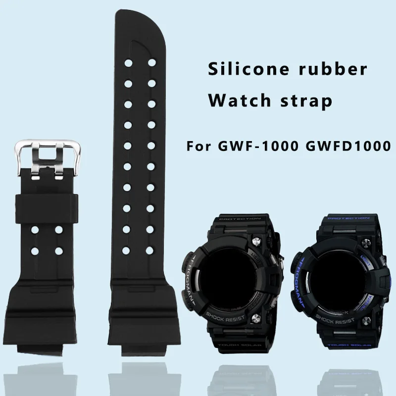 Resin-Silicone-rubber-watch-strap-Convex-joint-black-soft-waterproof ...