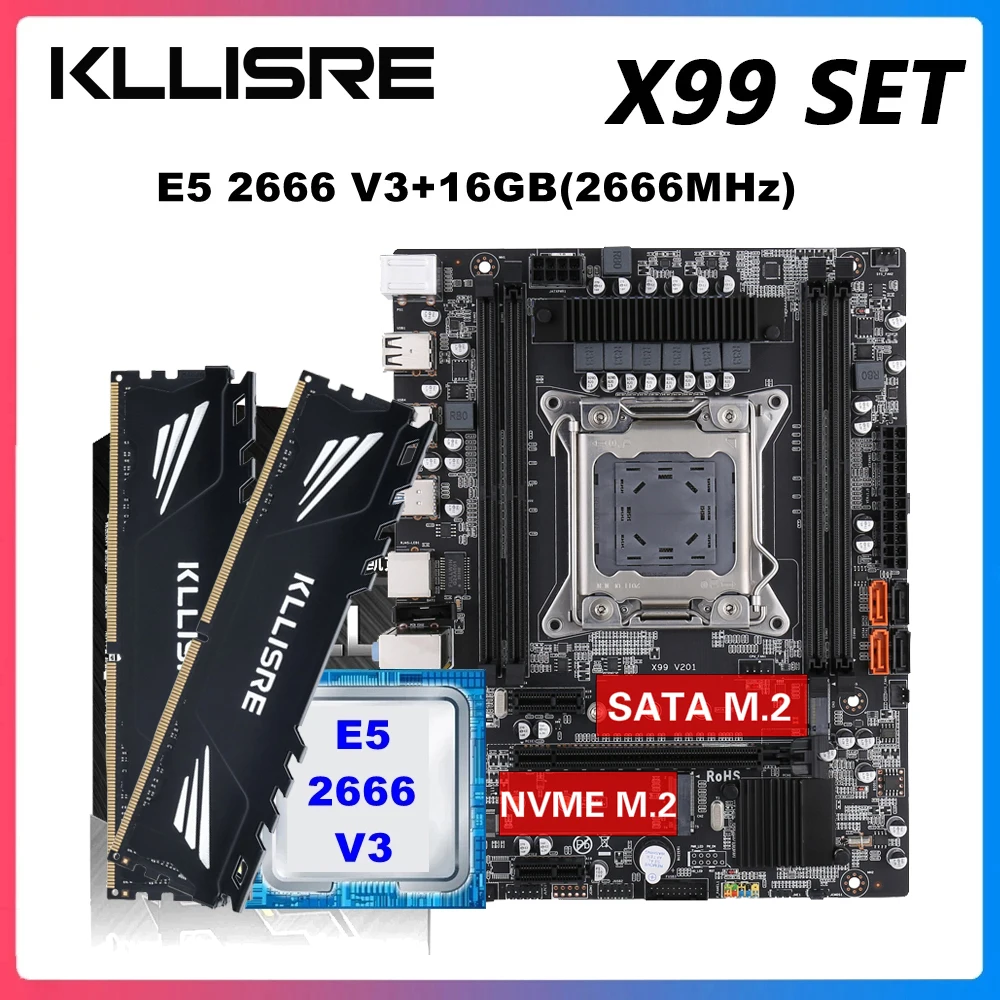 Kllisre X99 motherboard combo kit set XEON E5 2666 V3 LGA 2011 3 CPU ...