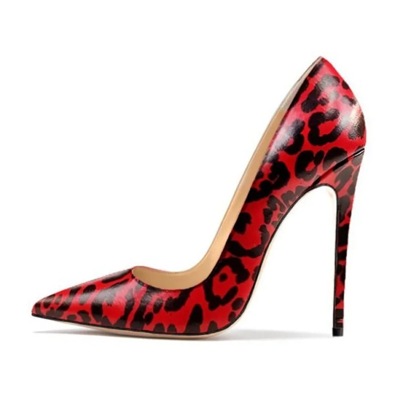 Red-Leopard-Printed-Pointed-Toe-Stiletto-High-Heels-Pump-12CM-10CM-8CM ...