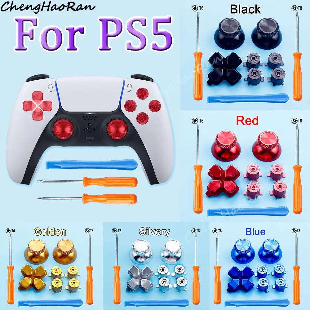 1Set-For-PS5-Controller-Metal-Aluminum-Joystick-Cover-D-pad-Buttons ...