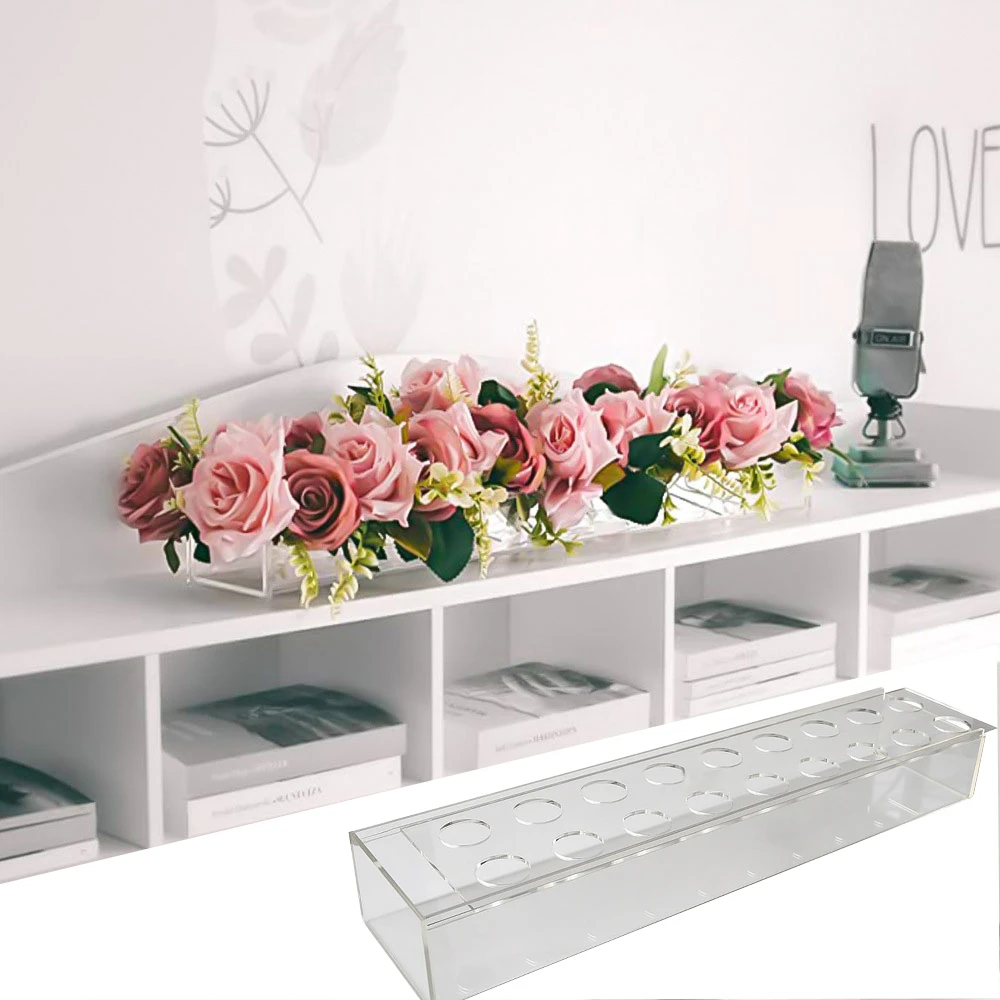 Clear Acrylic Flower Vase Rectangular for Dining Table Wedding ...