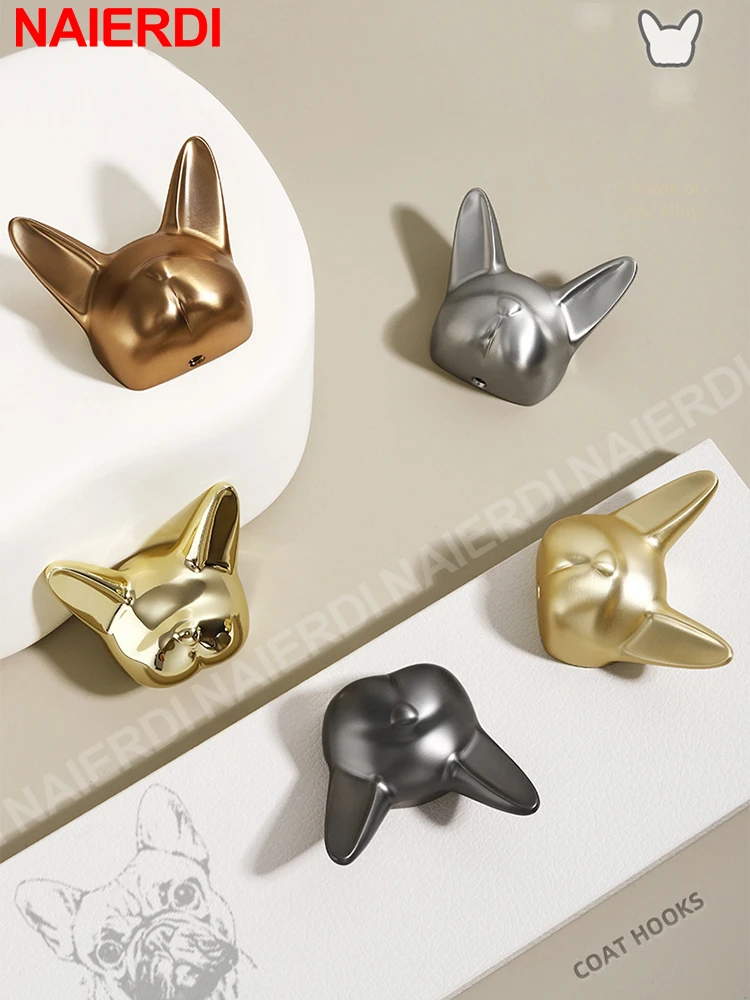 NAIERDI Wall Hanging Hook Zinc Alloy Bulldog Design Hanger Rack for ...