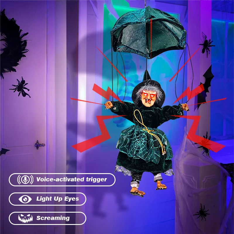 Halloween-Animatronic-Hanging-MINI-Decor-Animated-Talking-Scary-Witch ...