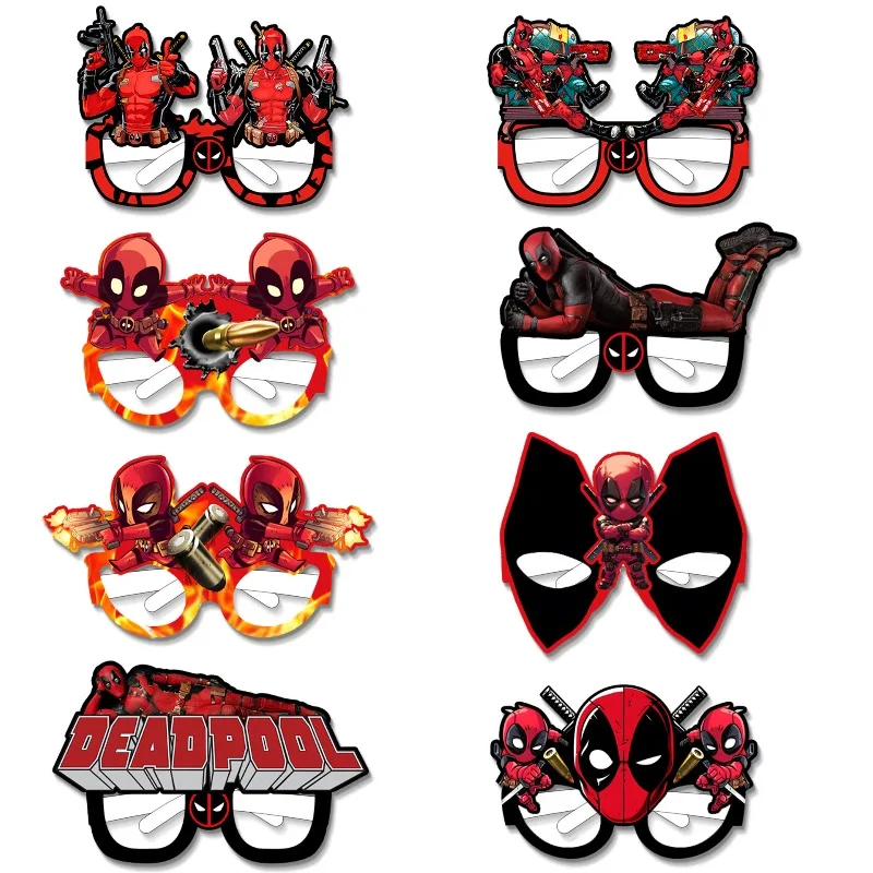 Marvel Comics Deadpool Kawaii cartoon pattern funny glasses set anime ...