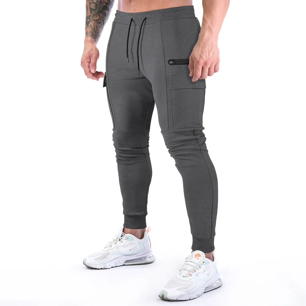 New-Grey-Sports-Pants-Men-s-Muscle-Fitness-Cargo-Pants-Running-Training ...