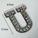 26 Letters Rhinestones Alphabet ABC Sew Iron On Patches Rainbow Shining ...