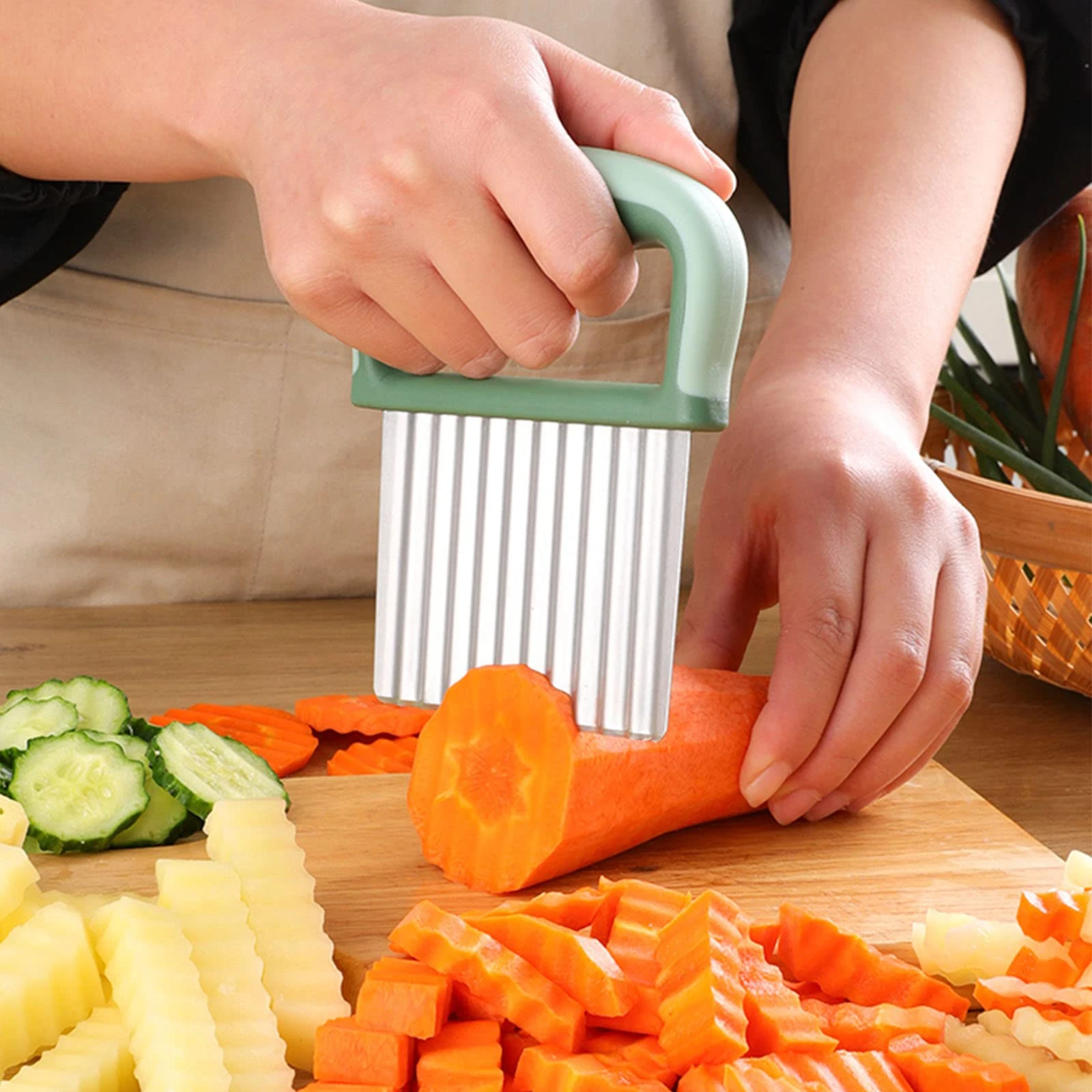 Potato Wave Cutter Chip French Fry Maker 403 Stainless Steel Wavy Knife ...