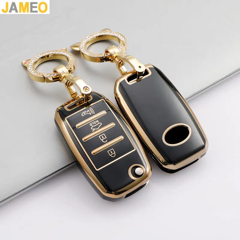 3 4 Buttons Gold Edge Car Key Case For Kia Rio 3 K2 Ceed Cerato K3 ...