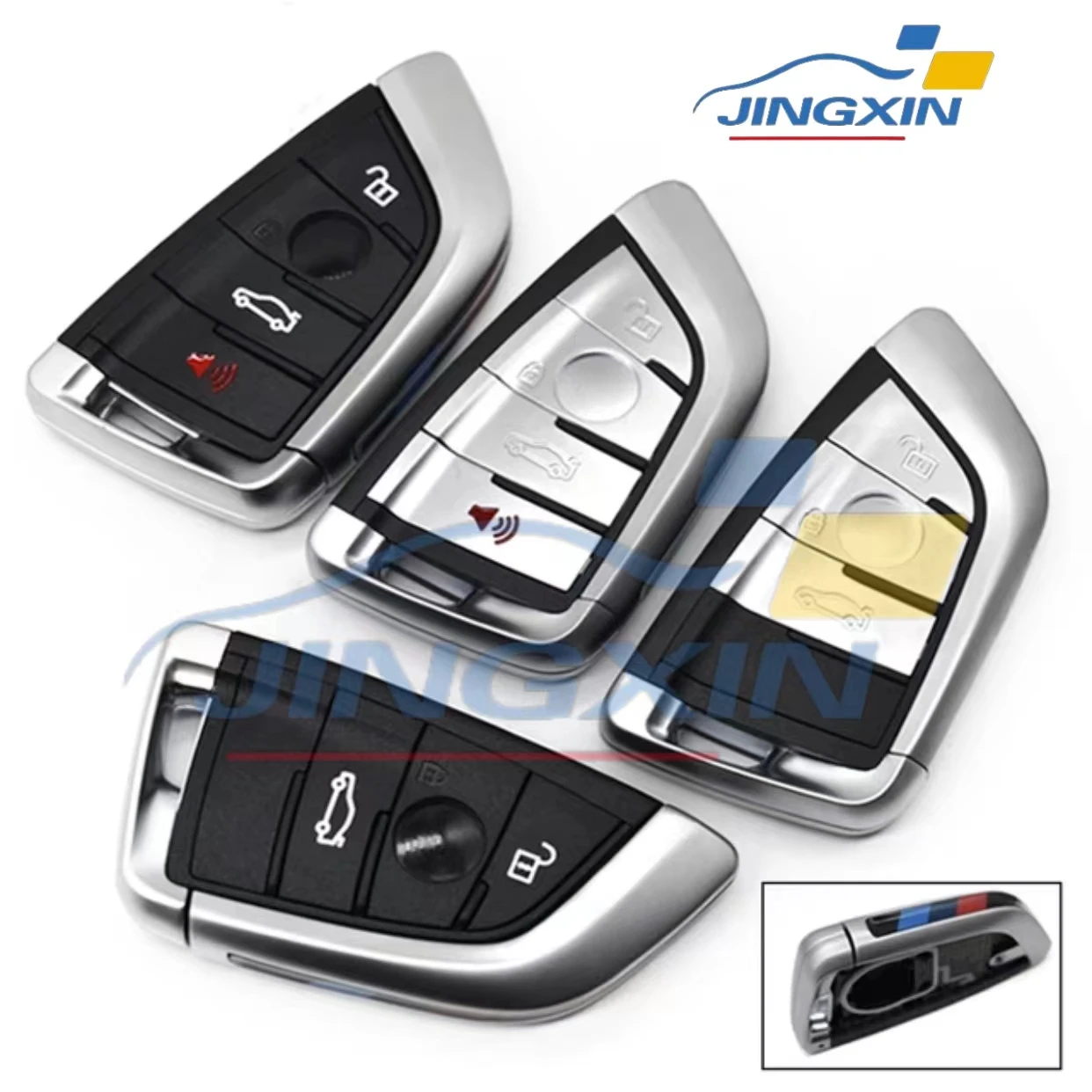 Jingxin 3/4Buttons Black/Silver Smart Card Car Key Shell Case For BMW 1 ...