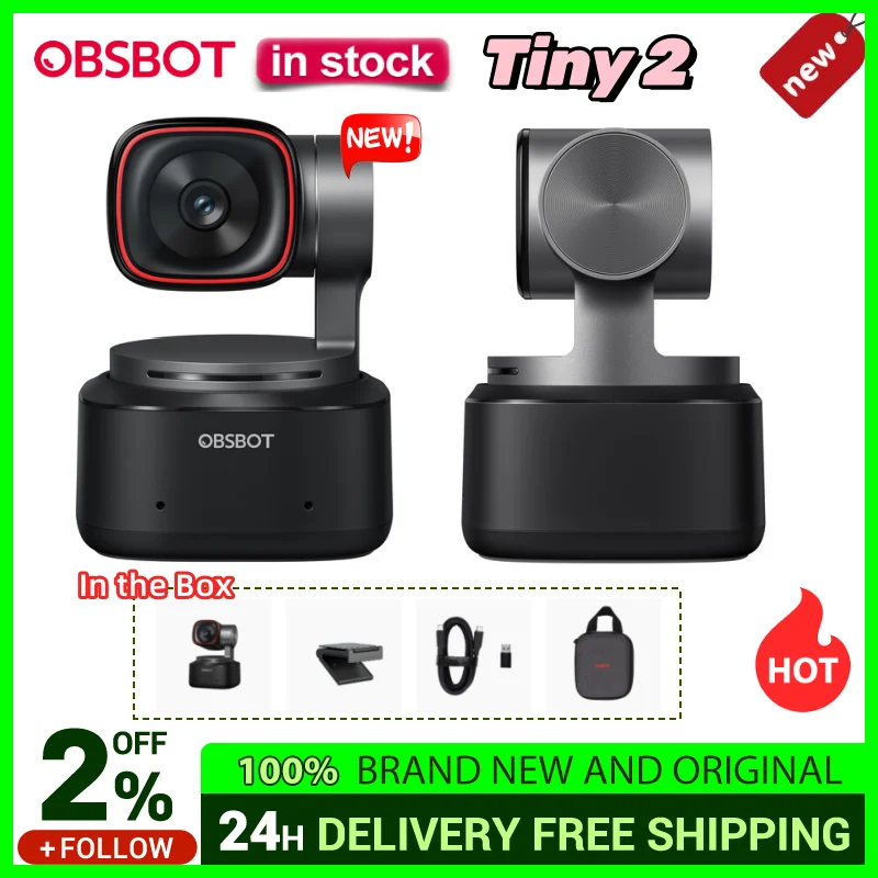 OBSBOT-Tiny-2-Webcam-4K-Voice-Control-PTZ-AI-Tracking-Multi-Mode-Auto ...
