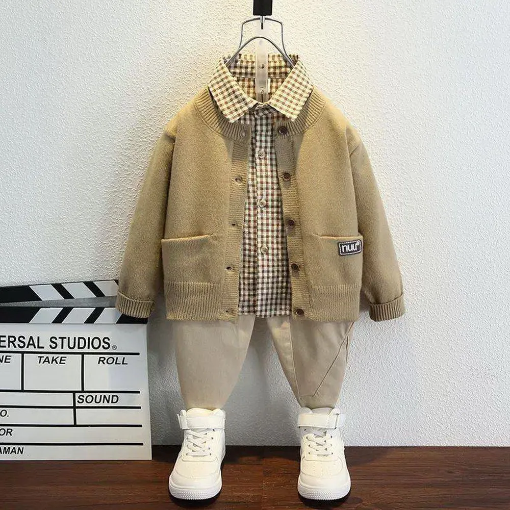 Boys-Clothing-Set-Children-Clothing-Sets-Kids-Knit-Cardigan-Shirt-Pants ...