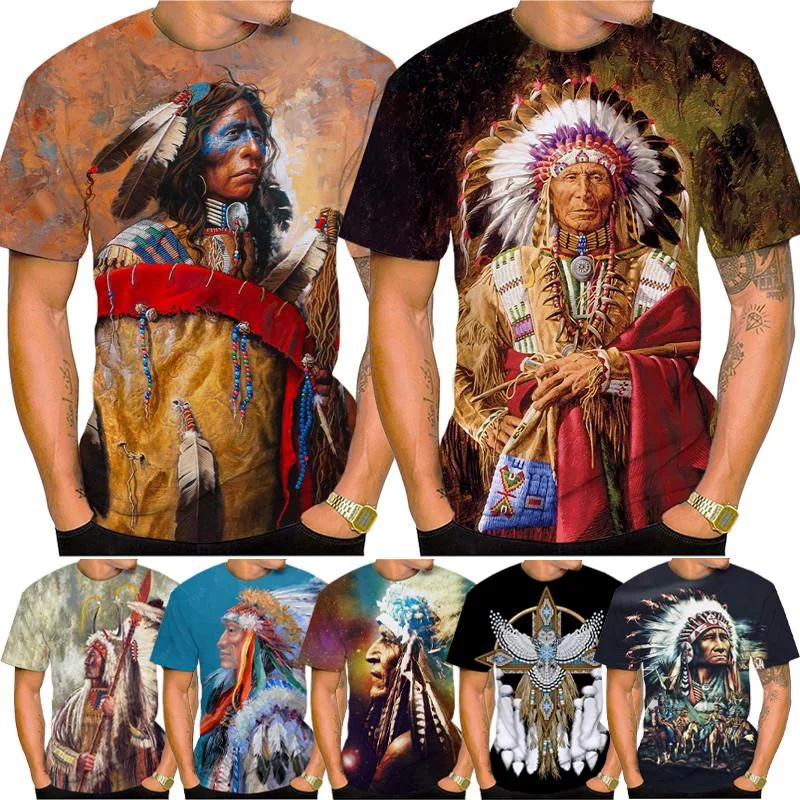 Camiseta-con-estampado-de-jefe-indio-en-3D-para-hombre-camisa-informal ...