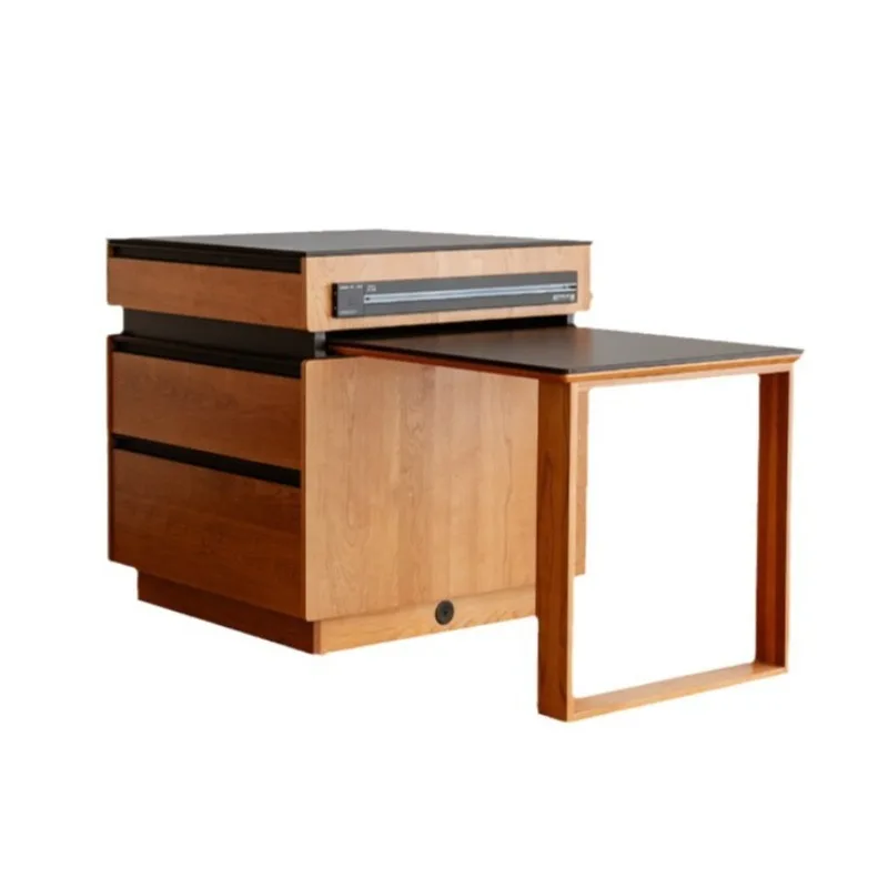 Dining table integrated household retractable worktable solid wood ...