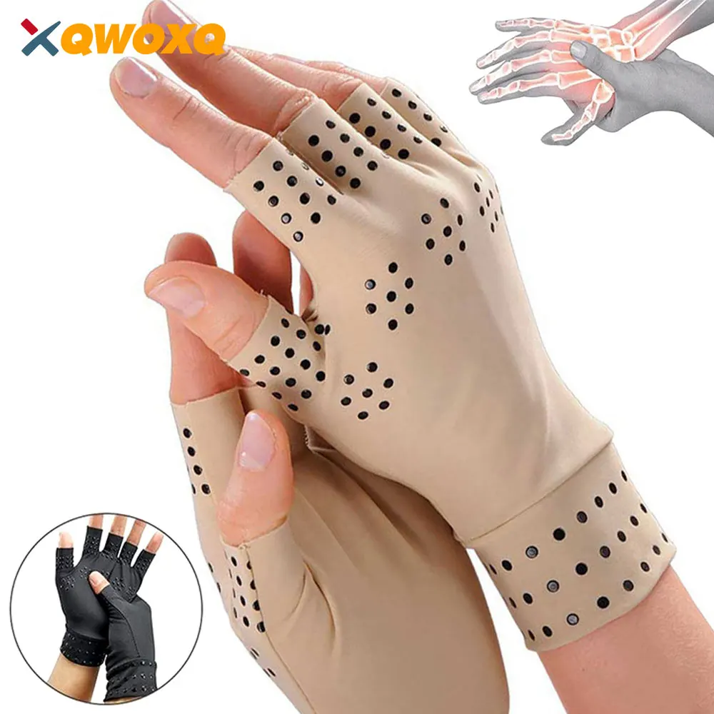 Compression-Arthritis-Gloves-Magnetic-Anti-Arthritis-Fingerless-Health ...