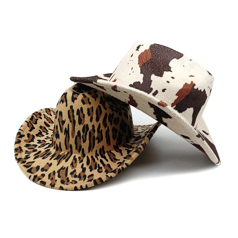 Western Style Leopard Cow Print Sun Hat Women's Retro UV Protection ...