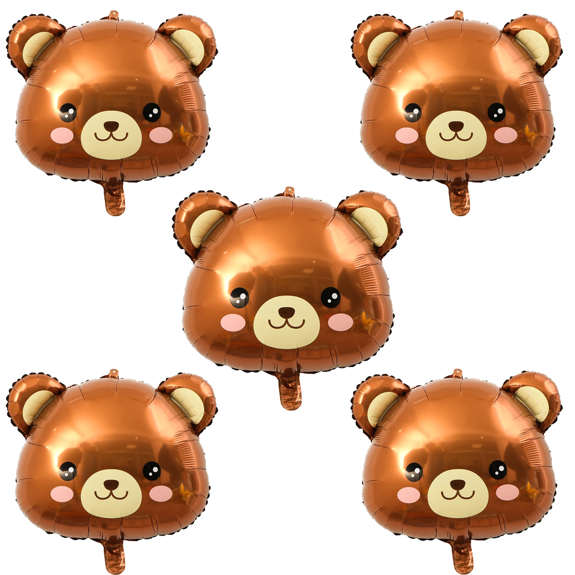 2/3/5Pcs Brown Bear Balloons Cartoon Bear Head Animal Foil Balloons for ...