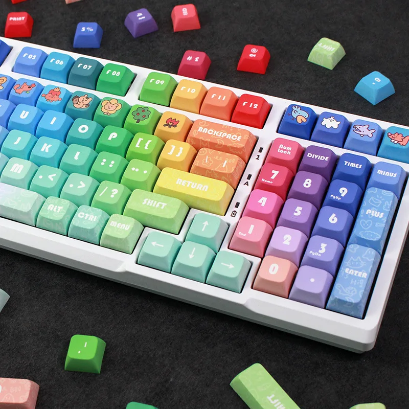 XDA Profile PBT Keycaps - Rainbow Gradient Keycap Set for Mechanical ...