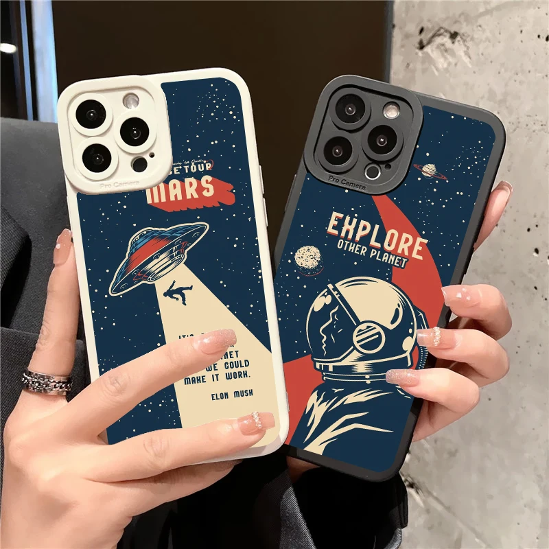 Outer-Space-Astronaut-Planet-Phone-Cases-For-iPhone-14-13-11-12-Pro-Max ...