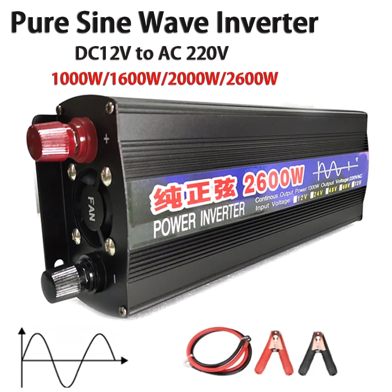 Power-Inverter-12V-220V-Pure-Sine-Wave-1000-1600-20002600W-Voltage ...