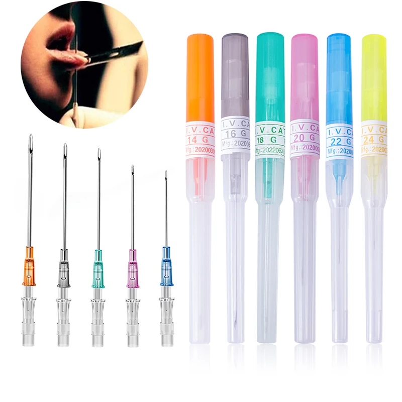 6pcs Sterilized Catheter Piercing Needles Supply Professional Piercing ...