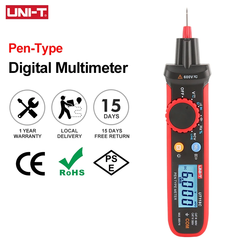 UNI-T-Pen-Type-Digital-automatic-Multimeter-UT118C-600V-DC-AC-Voltmeter ...