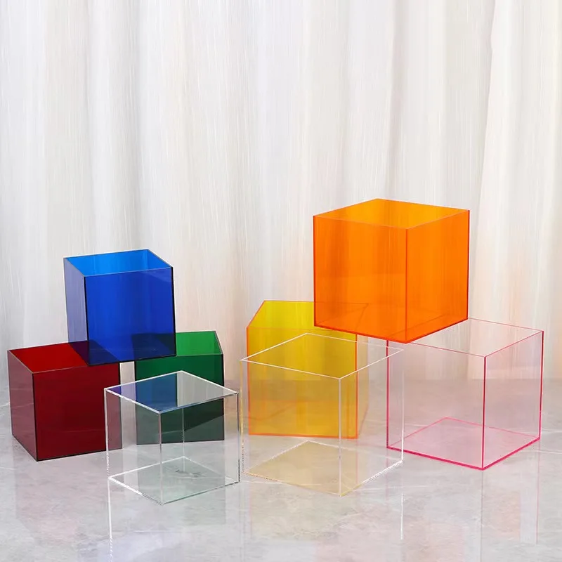 Colorful-Acrylic-Five-Sided-Display-Box-Figure-Display-Stand-Toy ...