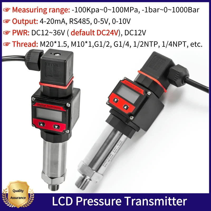 Industrial-LCD-Display-Pressure-Transducer-0-5V-4-20ma-Water-Air-Steam ...