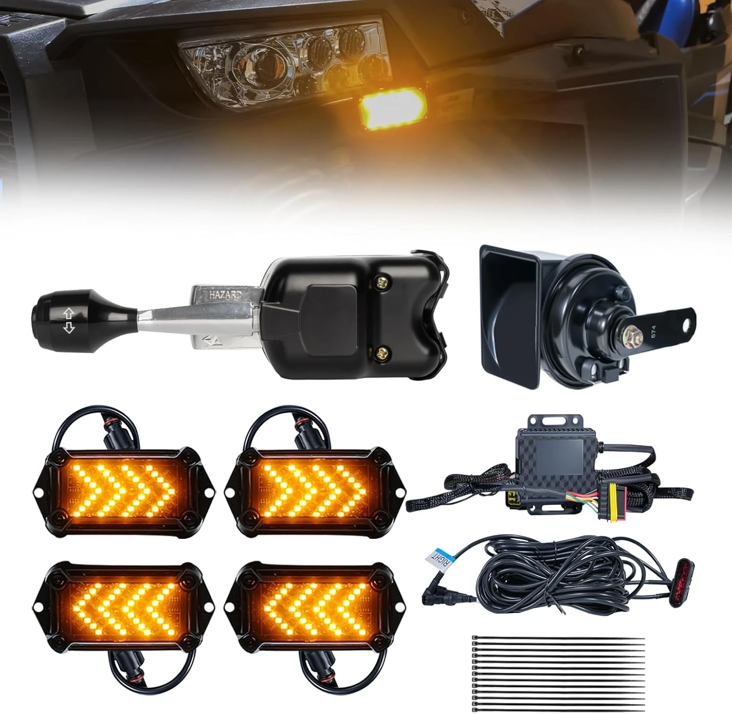 Utv Turn Signal Kit With 110db Horn Pre Wired Plug And Play Utv Atv