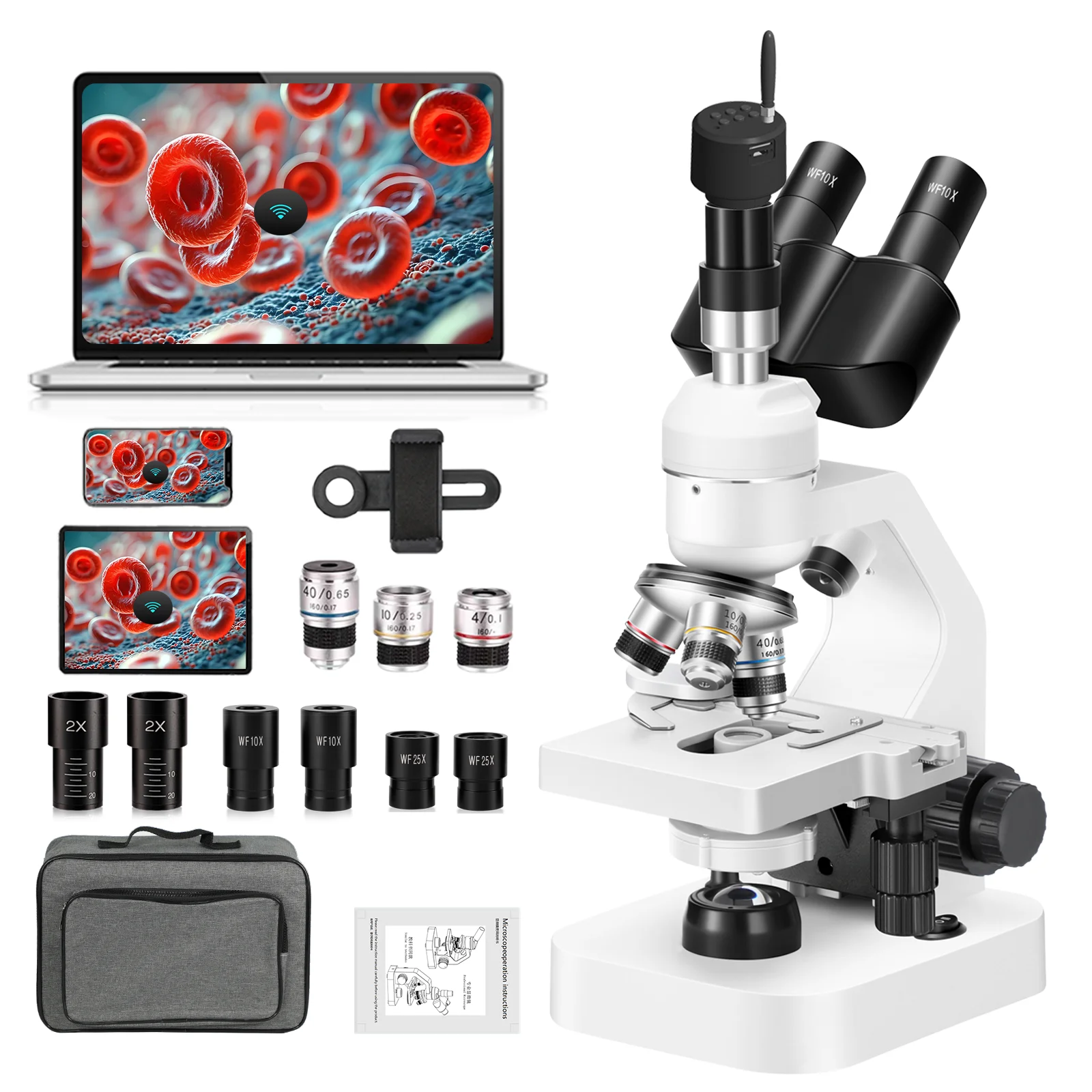 Optical Trinocular Monocular Microscope Professional High magnification ...