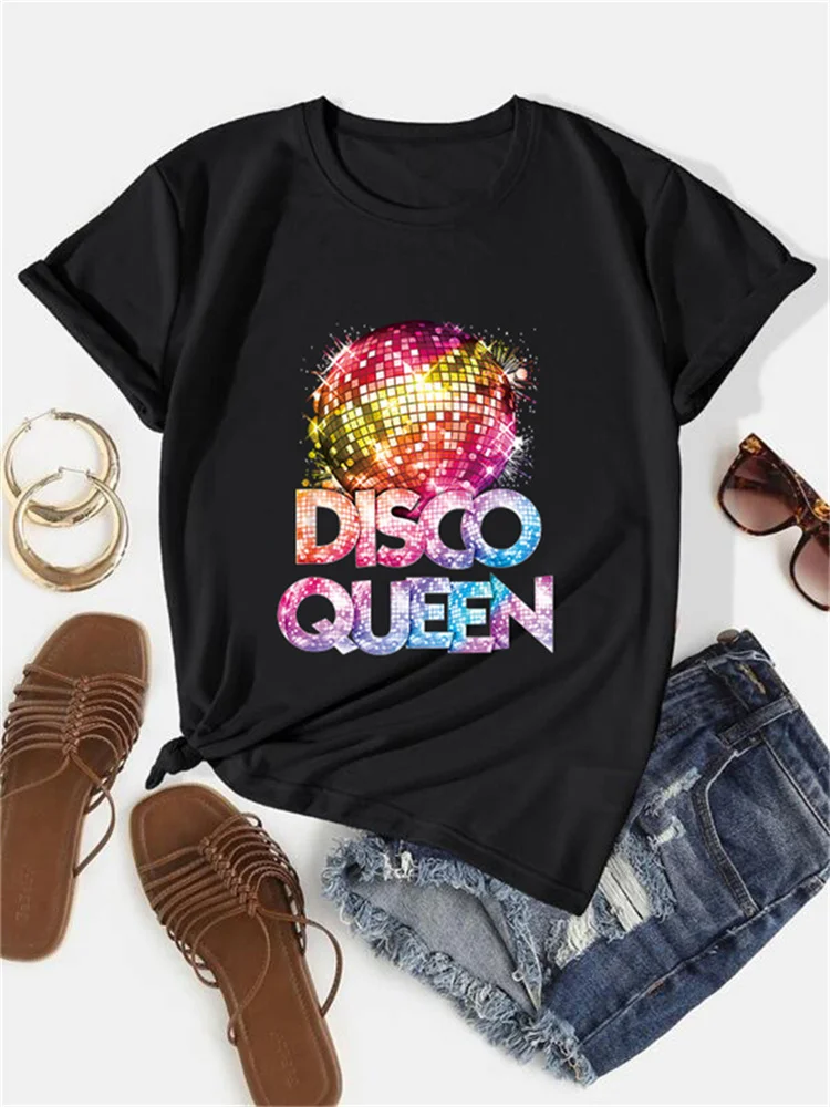 2024 New Women Disco Queen 70's Disco Themed Vintage T-shirt Casual ...