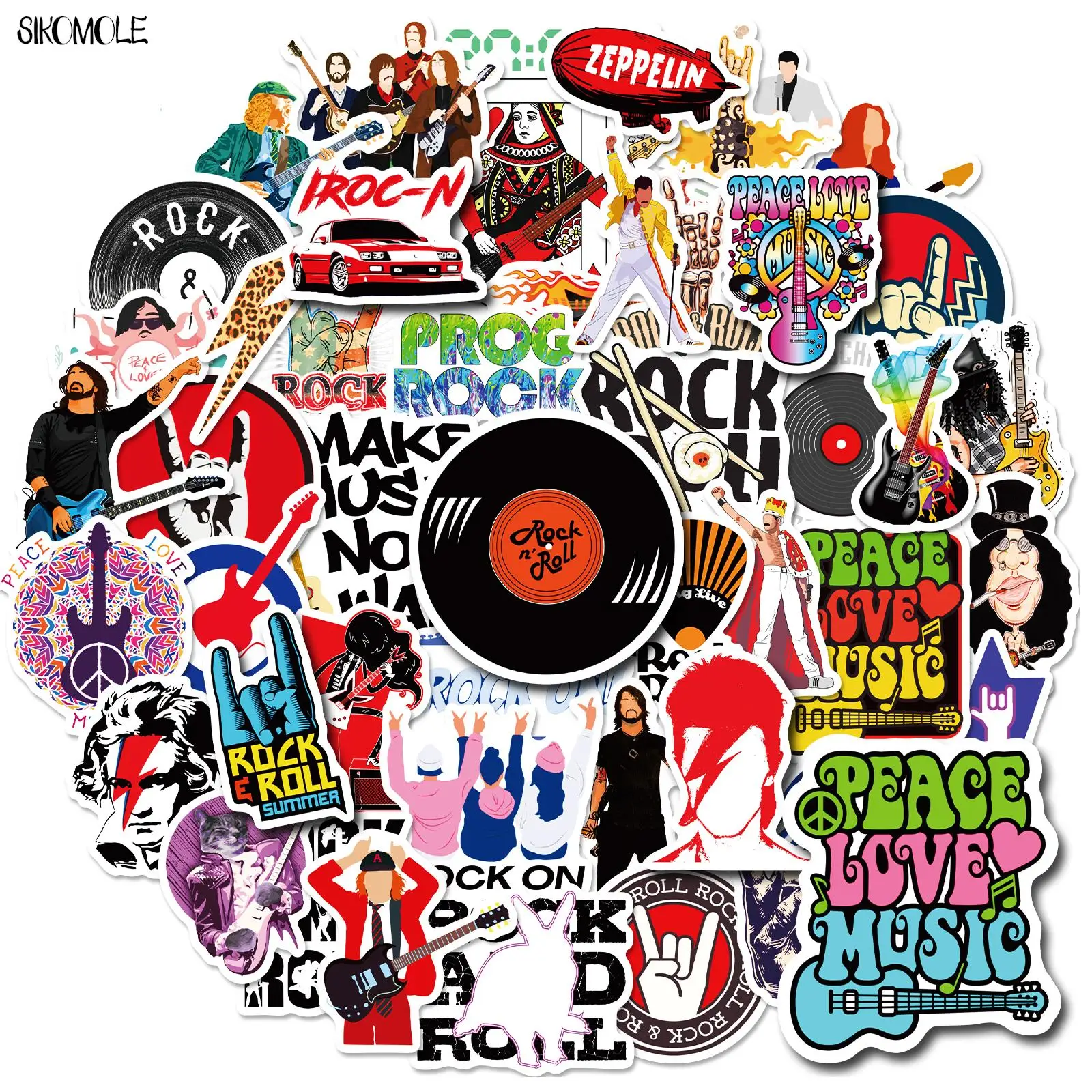 10-30-50PCS-Record-Guitar-Music-Band-Stickers-For-DIY-Toy-Car ...