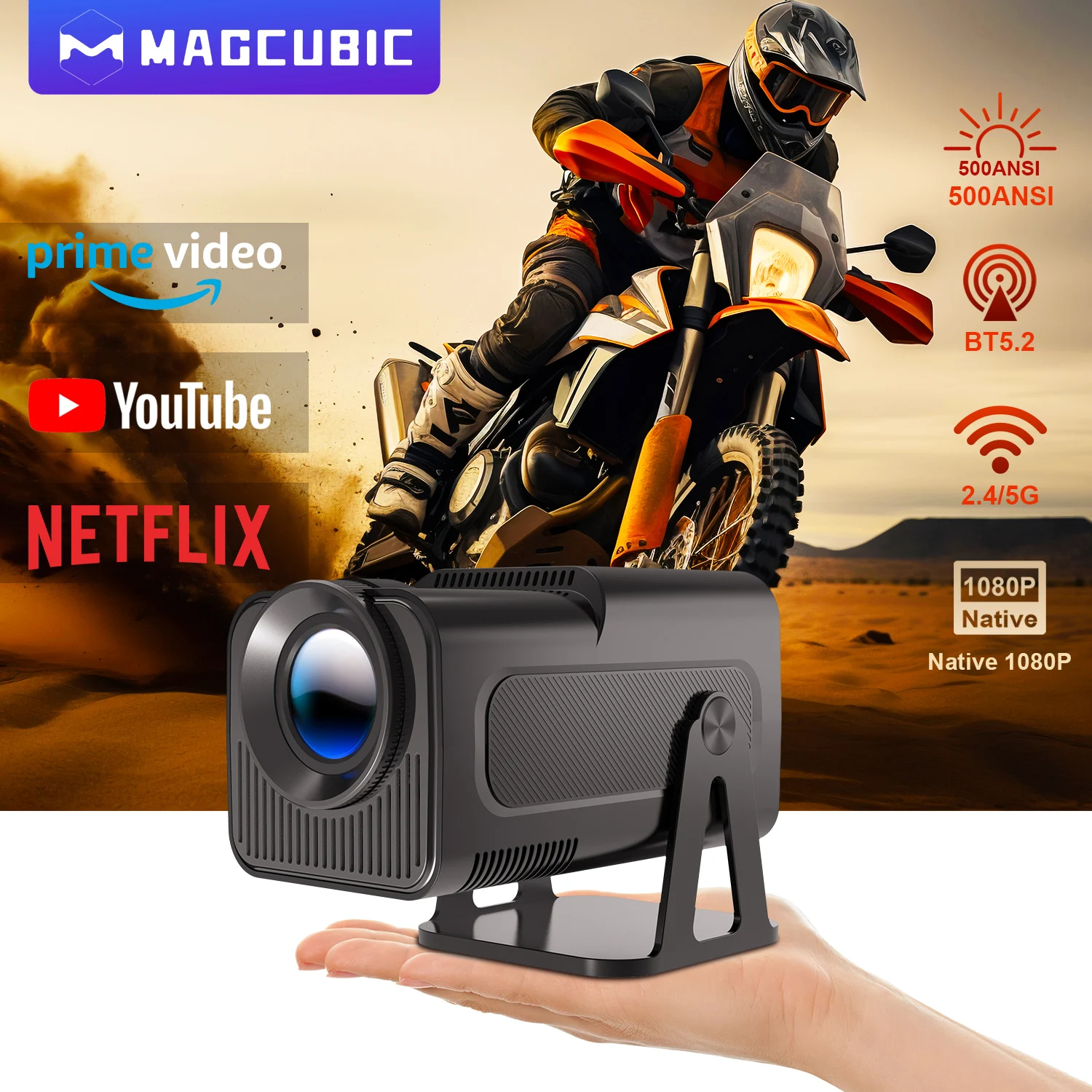 Magcubic HY320 NTV Netflix-Certified Projector – Android 13, 1080P, 500 ...