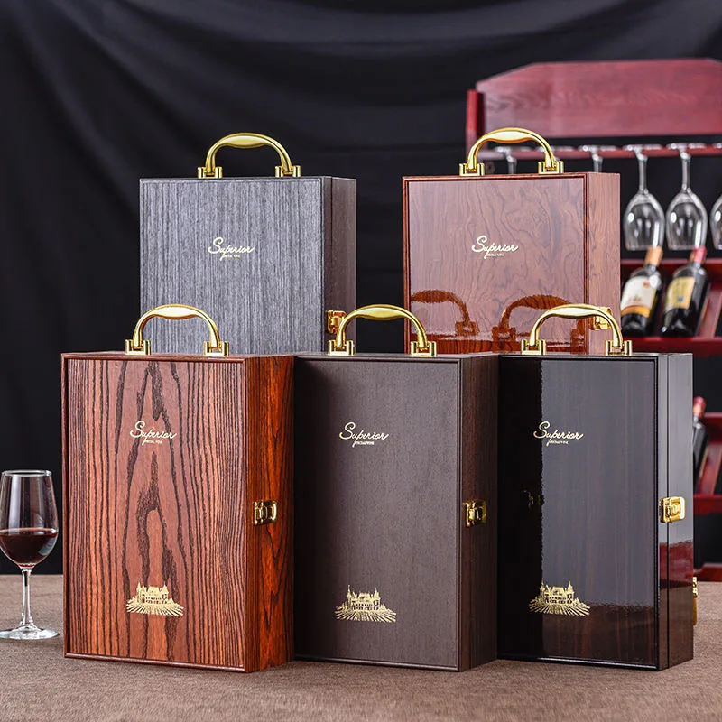 Double-Leather-Box-Wine-Bottle-Box-Luxury-Handle-Wooden-Wine-Box ...