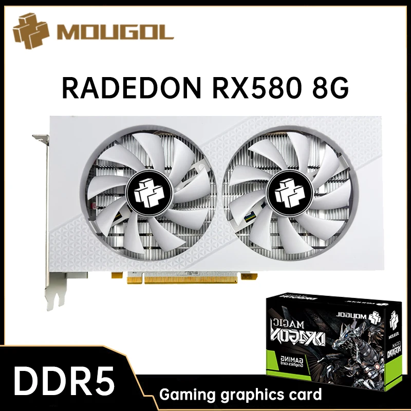 MOUGOL-Radeon-RX580-8G-Graphics-Card-GDDR5-Video-Memory-White-AMD-Cideo ...