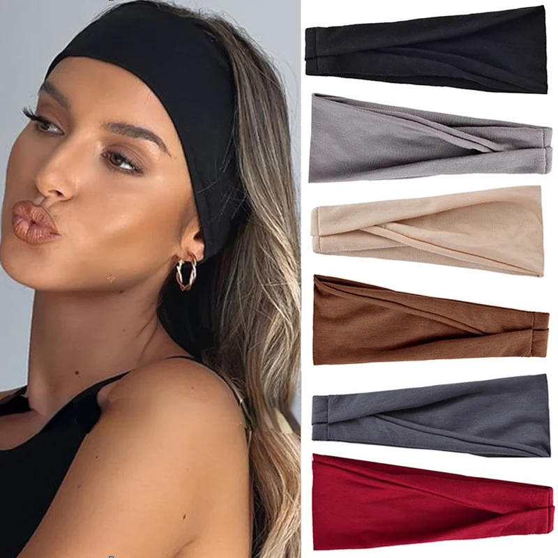 Diademas elásticas de Color liso para mujer, diadema de Yoga, turbante ...