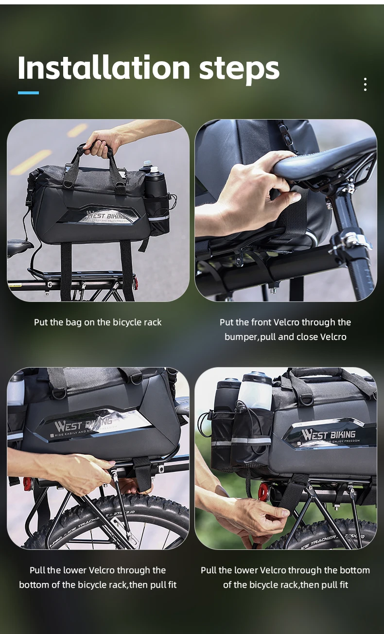 WEST BIKING Multifunctional Expandable Hard Shell Bike Trunk Bag 1 Pc ...