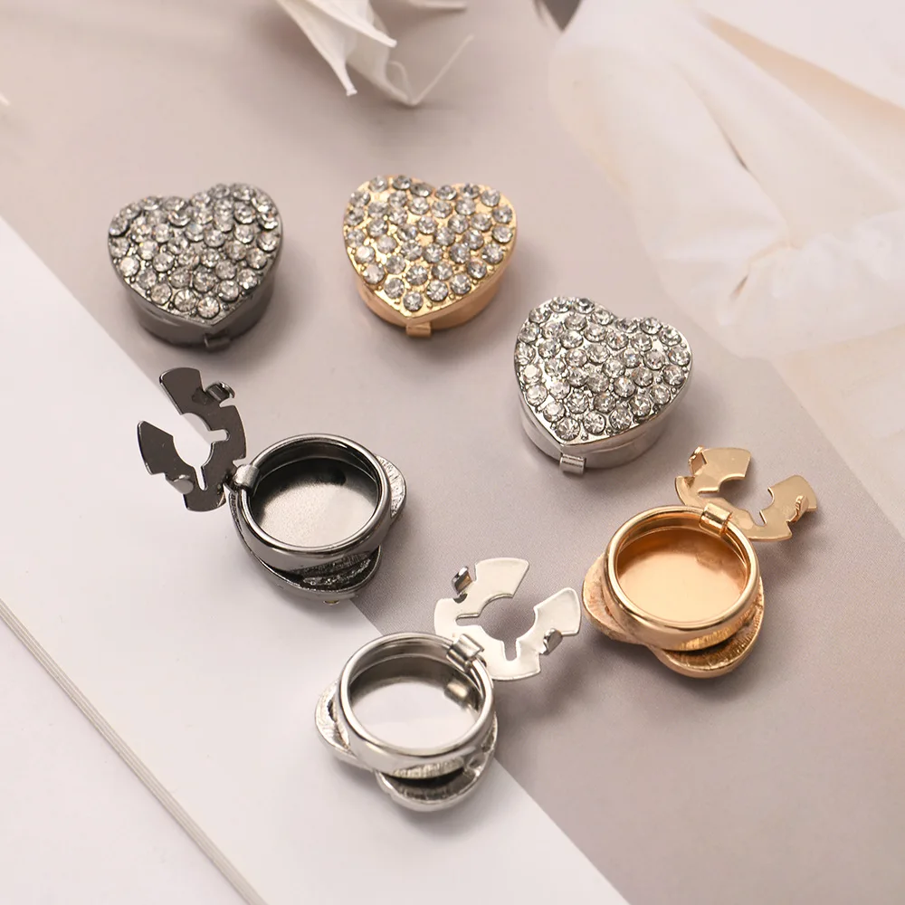 High-end Heart Shaped Rhinestone Cufflinks Women's Shirt Button ...